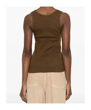 Miu Miu Round Neck Tank Top With Tassel Details - No