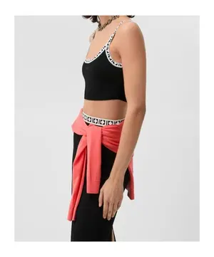 Versace Pattern-trim Cropped Top - Black