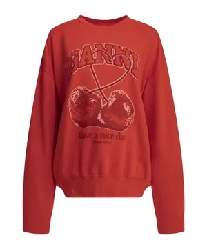 GANNI Graphic Sweatshirt - Red