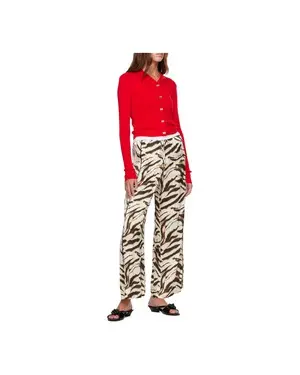 GANNI Ribbed V-neck Cardigan - Red