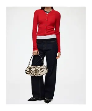 GANNI Ribbed V-neck Cardigan