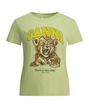 GANNI Baby Tiger Graphic T-shirt - Green