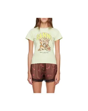 GANNI Baby Tiger Graphic T-shirt - Green