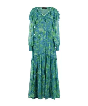 Etro Long Sleeve Floral Chiffon Maxi Dress