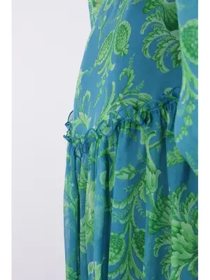 Etro Long Sleeve Floral Chiffon Maxi Dress