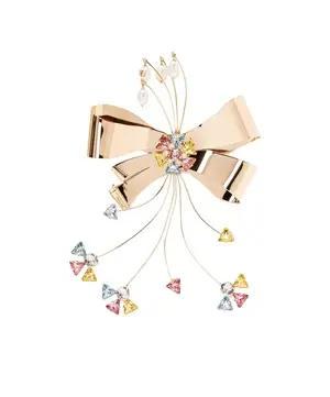 Valentino Garavani Embellished Bow Brooch With Gem Accents - Orocreammulticolor
