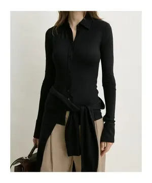 TOTEME Fitted Jersey Blouse With Mother-of-pearl Buttons - Black