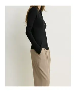TOTEME Fitted Jersey Blouse With Mother-of-pearl Buttons - Black