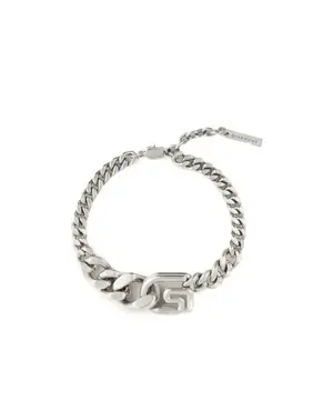 Givenchy Logo Plaque Chain Bracelet - Ancient Silver