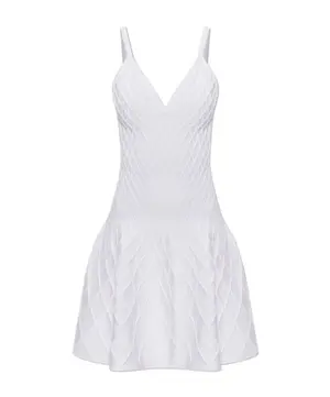 Balmain Sleeveless V-neck Suspender Dress - White