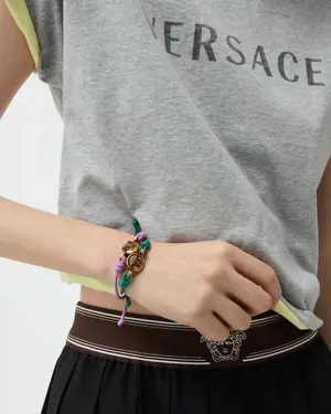 Versace Medusa Head Engraved Logo Bracelet - Green