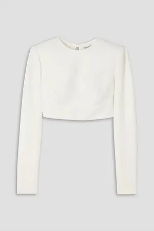 Stella McCartney Cropped Cady Top With Padded Shoulders And Zipped Cuffs