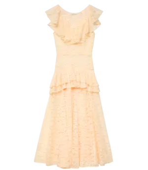 DÔEN Costine Lace Maxi Gown With Ruffled Scoop Neck