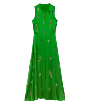 DÔEN Amari Silk Maxi Dress With Hand-beaded Floral Motifs