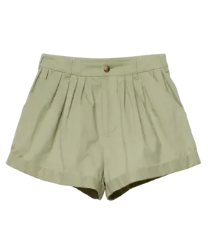 DÔEN Declan Pleated Cuffed Cotton Twill Shorts - Tea Leaf