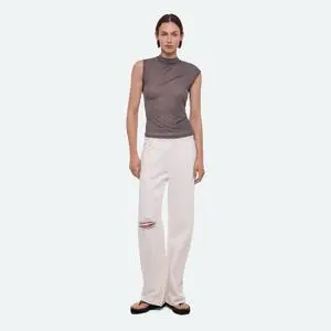 Helmut Lang Sheer Twisted Ribbed Tank - Dark Grey