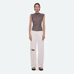 Helmut Lang Sheer Twisted Ribbed Tank - Dark Grey