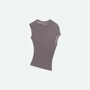 Helmut Lang Sheer Twisted Ribbed Tank - Dark Grey