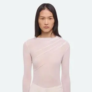 Helmut Lang Sheer Twisted Long-sleeve Top