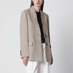 TOTEME Frayed-lapel Natural Linen Blazer - Beige