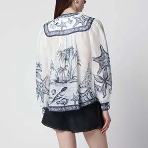 Farm Rio Coast Scarf Blouse