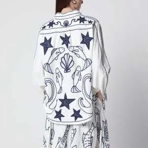 Farm Rio Embroidered Marine Motif Shirt - Multicolor