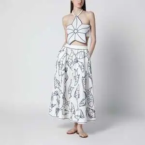Farm Rio Embroidered Midi Skirt - Multicolor