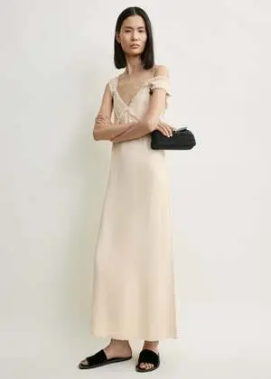 TOTEME V-neck Textured Sablé Slip Dress With Asymmetrical Straps And Raw Edges