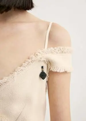 TOTEME V-neck Textured Sablé Slip Dress With Asymmetrical Straps And Raw Edges