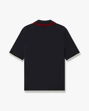 Casablanca Navy Merino Short Sleeve Polo Shirt - Multicolor