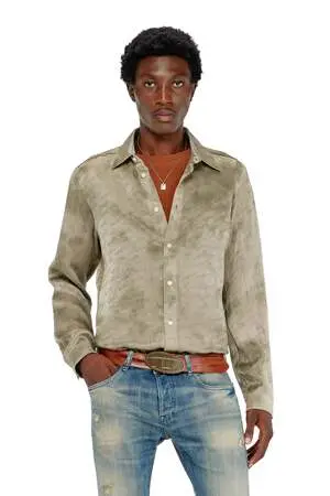 DIESEL® Shirt In Logo-jacquard Crinkled Satin