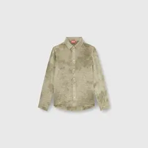 DIESEL® Shirt In Logo-jacquard Crinkled Satin - Brown