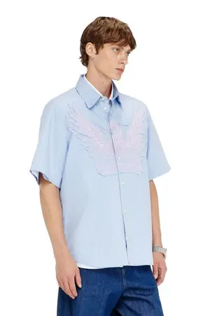 DIESEL® Striped Poplin Shirt With Embroidered Patch