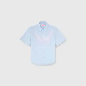 DIESEL® Striped Poplin Shirt With Embroidered Patch - Blue