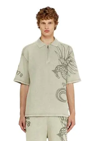 DIESEL® Mesh-jacquard Polo Shirt With Phoenix Print