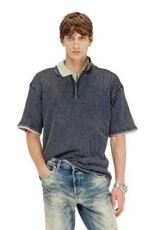 DIESEL® Mesh-jacquard Polo Shirt With Phoenix Print