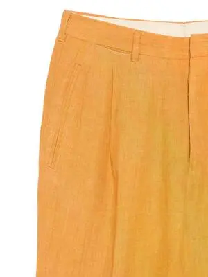 ROMEO GIGLI Apricot Linen Pleated-front Trousers