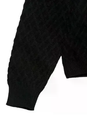 Versace 1990s Diamond-knit V-neck Sweater - Black