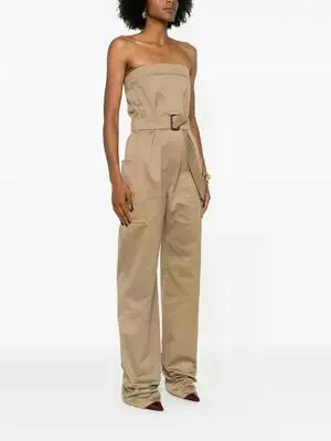 Saint Laurent Strapless Belted Cotton Jumpsuit