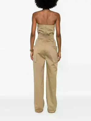 Saint Laurent Strapless Belted Cotton Jumpsuit
