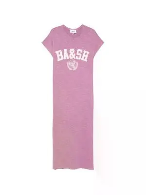Ba&sh Civi Logo-print Slub-texture Midi Dress