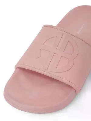 ANINE BING Isla Embossed Logo Slides - Pink