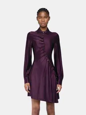 Rabanne Asymmetric Draped Mini Dress - Purple