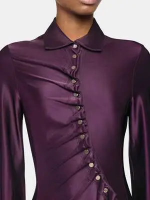 Rabanne Asymmetric Draped Mini Dress - Purple
