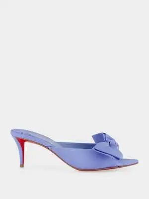 CHRISTIAN LOUBOUTIN Ceruleo Silk Bow Kitten Heel Mules - Blue