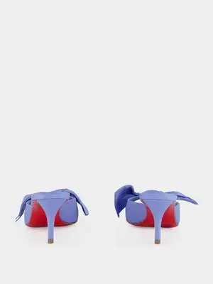 CHRISTIAN LOUBOUTIN Ceruleo Silk Bow Kitten Heel Mules - Blue