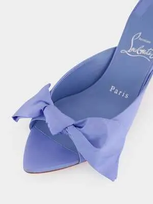 CHRISTIAN LOUBOUTIN Ceruleo Silk Bow Kitten Heel Mules - Blue