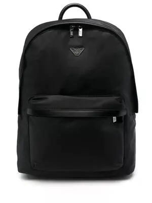 Emporio Armani Logo Plaque Backpack - Black