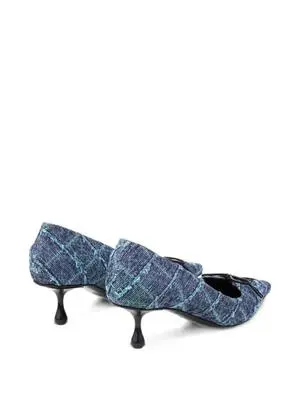 JIMMY CHOO Scarlett 50 Lace-up Pumps In Crosshatch Denim