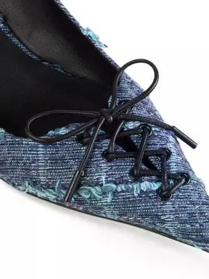 JIMMY CHOO Scarlett 50 Lace-up Pumps In Crosshatch Denim